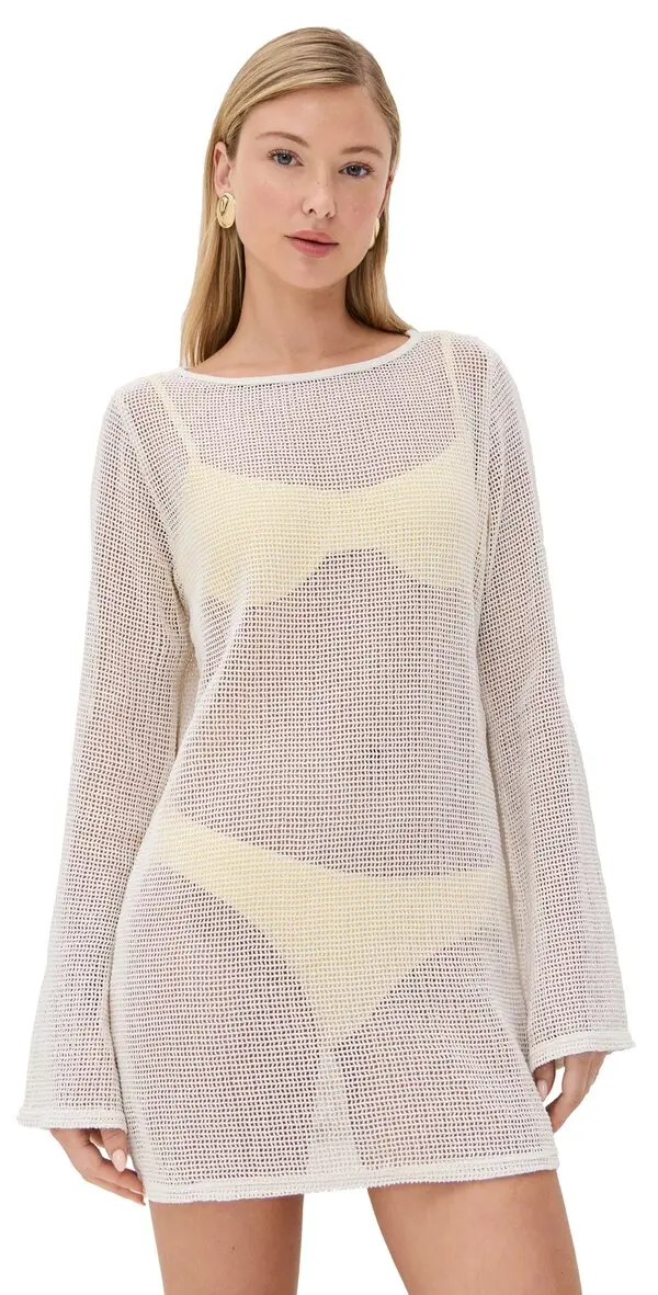 LE BOP Biarritz Long Sleeve Mini Coverup - Bone