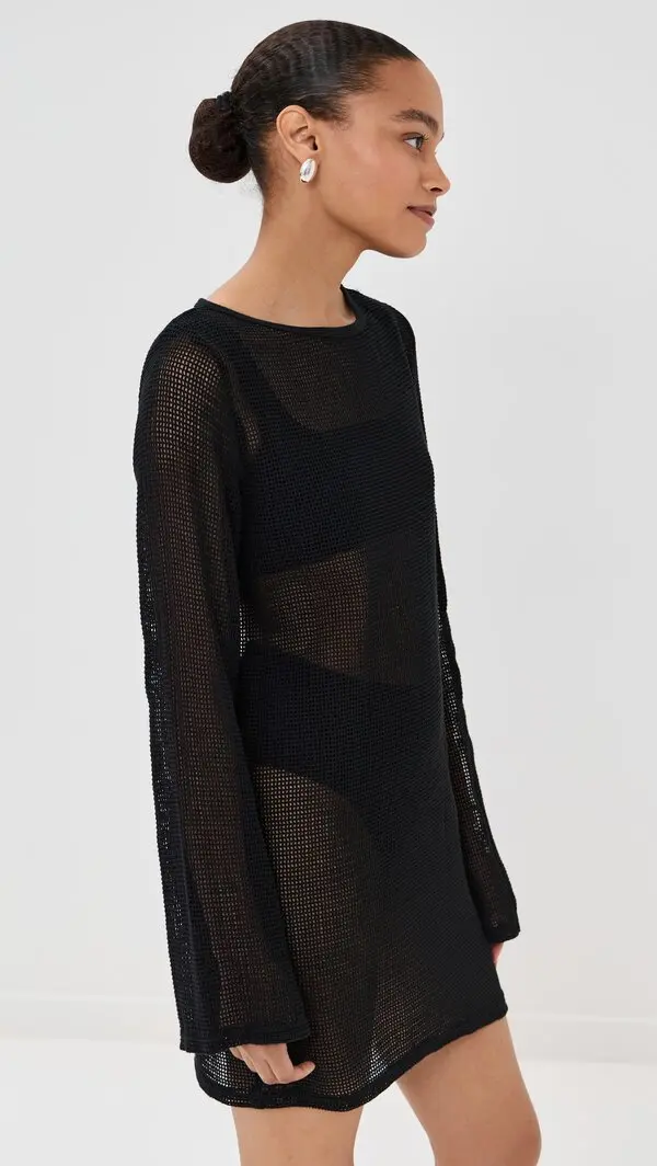 LE BOP Biarritz Long Sleeve Mini Coverup - Noir