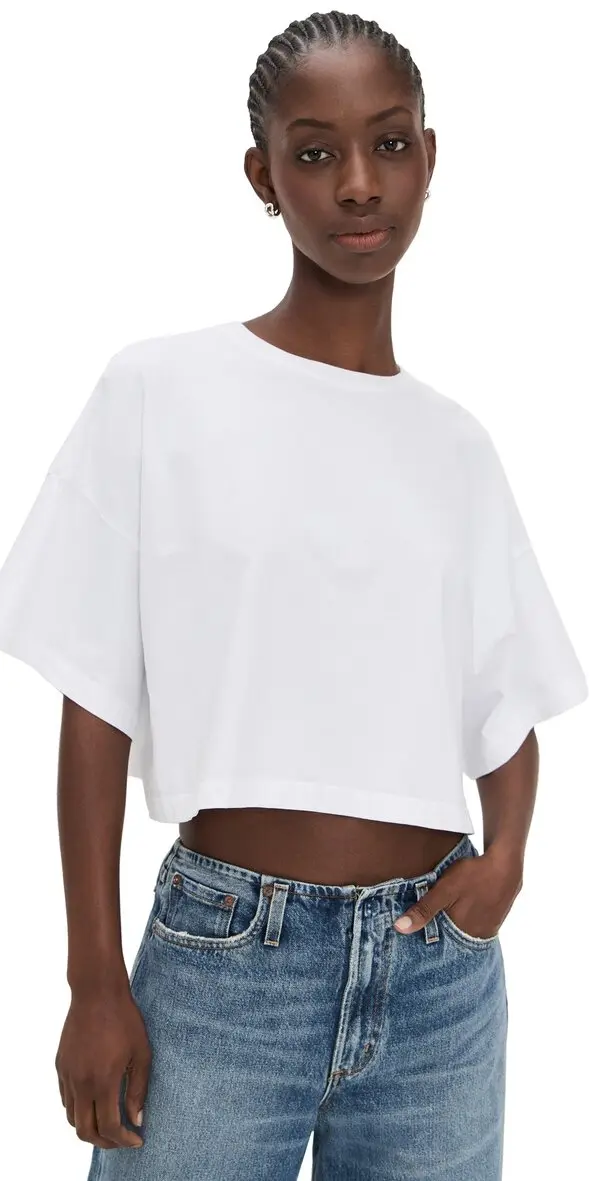 AGOLDE Arli Oversized Cropped Tee - White