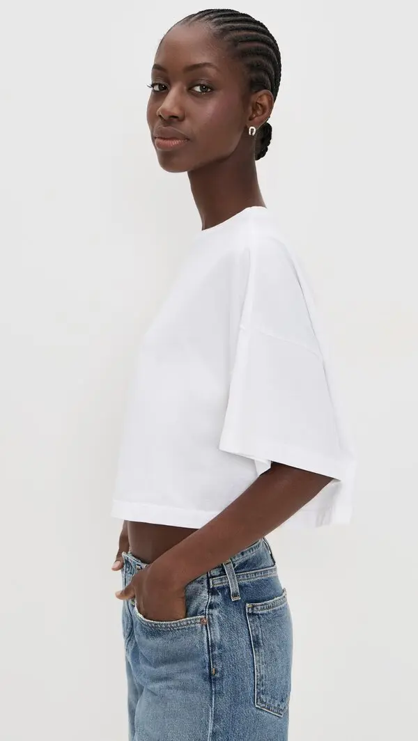 AGOLDE Arli Oversized Cropped Tee - White