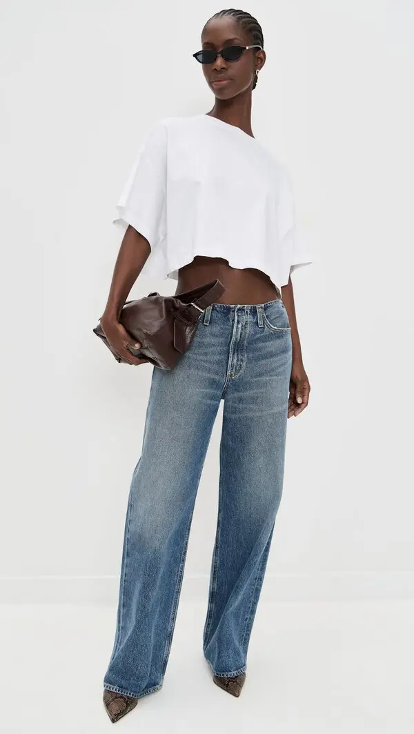 AGOLDE Arli Oversized Cropped Tee - White