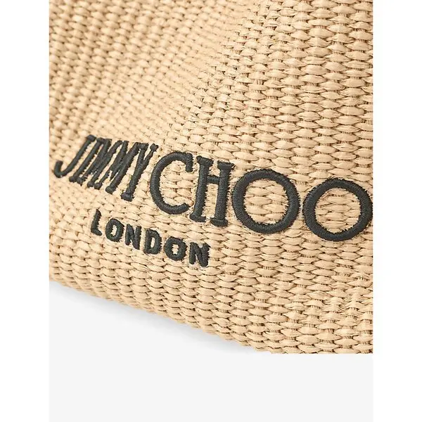 JIMMY CHOO Large Raffia And Leather Drawstring Tote Bag - Natural/black/gold