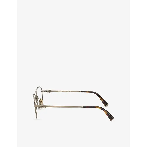Miu Miu Square Metal Eyeglasses - Gold