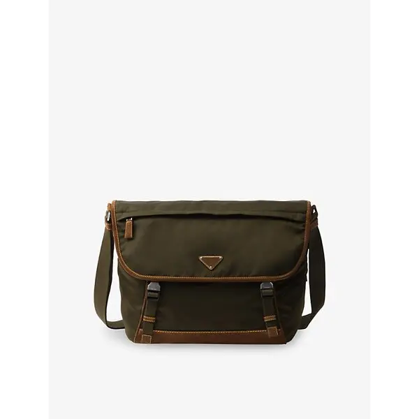 Prada Re-nylon And Leather Shoulder Bag - Green
