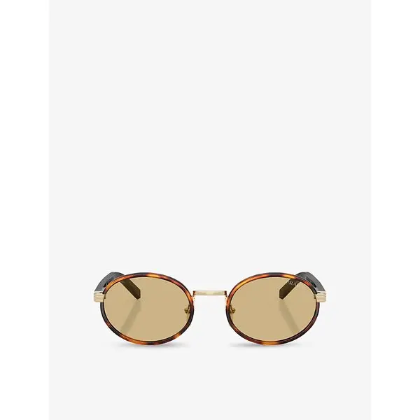 Prada Round-frame Tortoiseshell Metal Sunglasses - Brown