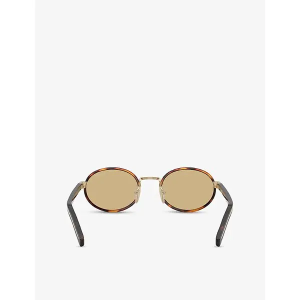 Prada Round-frame Tortoiseshell Metal Sunglasses - Brown