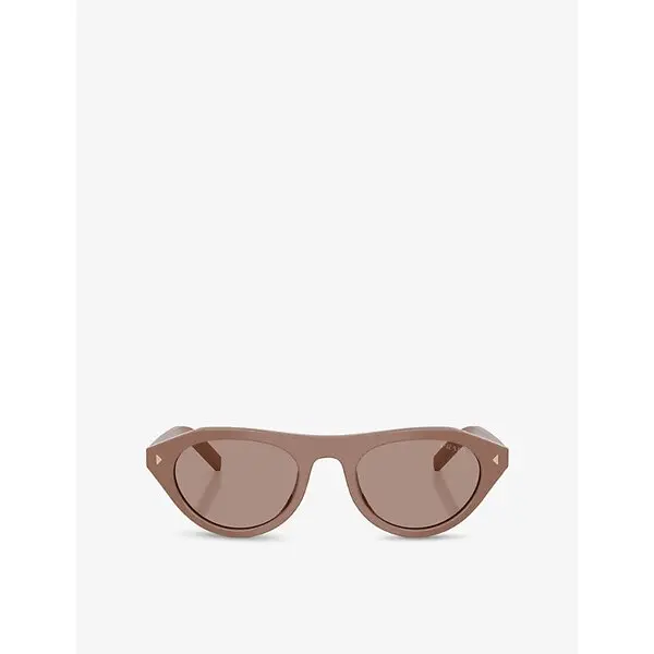 Prada Oval-frame Acetate Sunglasses - Brown