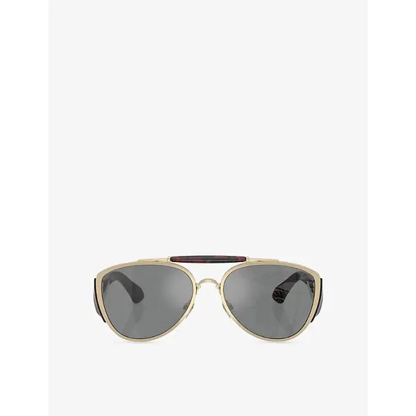 Burberry Aviator-frame Metal Sunglasses - Gold
