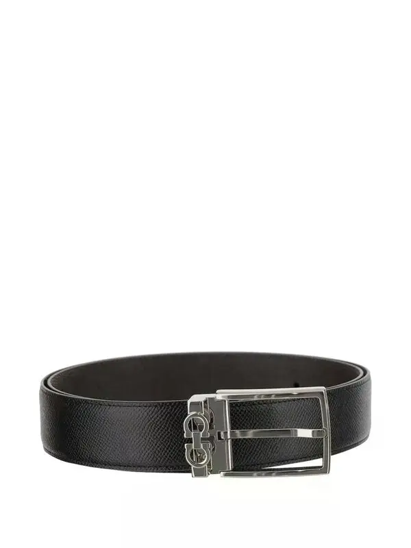 FERRAGAMO Gancini Reversible Leather Belt - Black