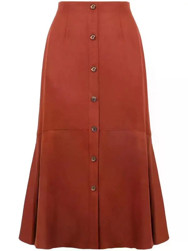Agnona Button-fastening Midi Skirt - Brown