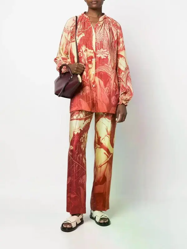 F.R.S FOR RESTLESS SLEEPERS Graphic-print Silk Blouse
