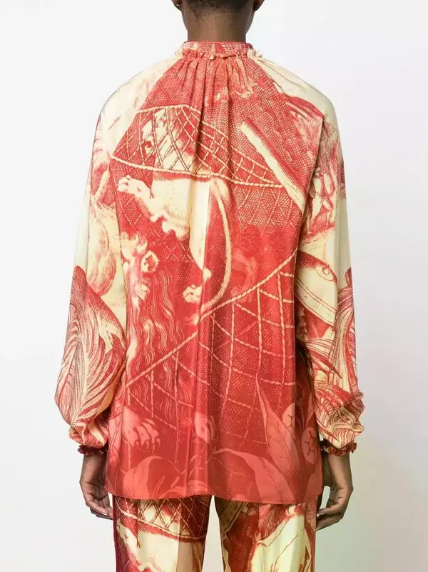F.R.S FOR RESTLESS SLEEPERS Graphic-print Silk Blouse