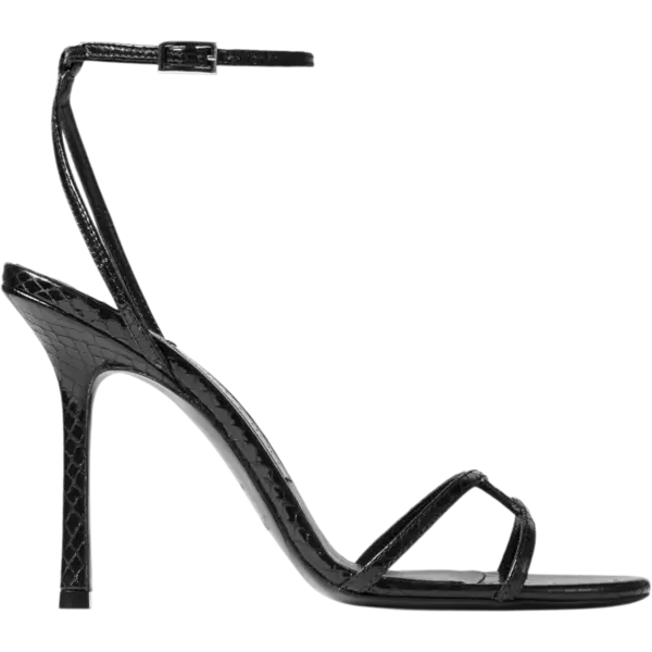 JIMMY CHOO Leo 100 Leather Sandals - Black
