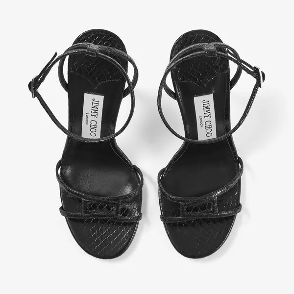JIMMY CHOO Leo 100 Leather Sandals - Black