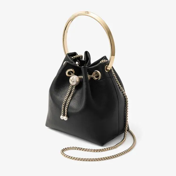 JIMMY CHOO Bon Bon Biker Leather Bag With Pearl Closure - Black