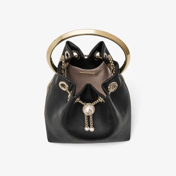 JIMMY CHOO Bon Bon Biker Leather Bag With Pearl Closure - Black