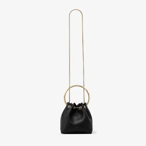 JIMMY CHOO Bon Bon Biker Leather Bag With Pearl Closure - Black