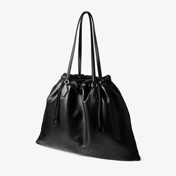 JIMMY CHOO Large Nappa Leather Drawstring Tote With Embossed Logo