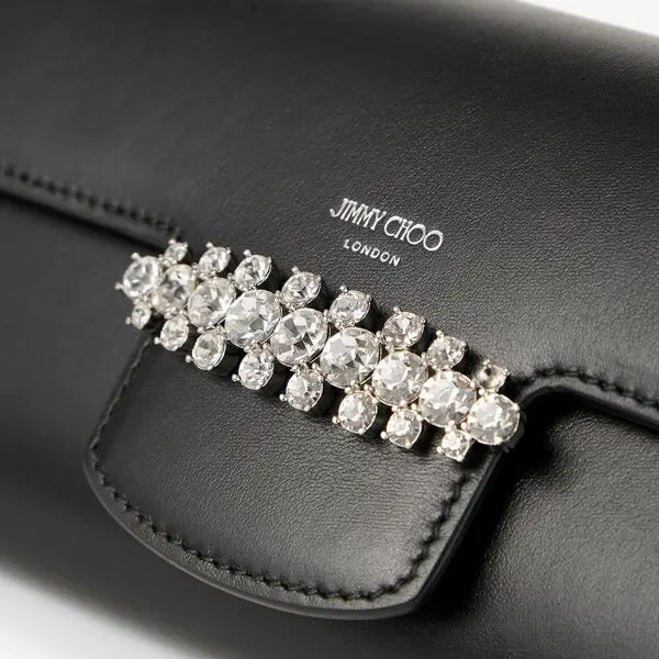 JIMMY CHOO Bing Wallet Chain Leather Mini Shoulder Bag With Crystal Embellishment