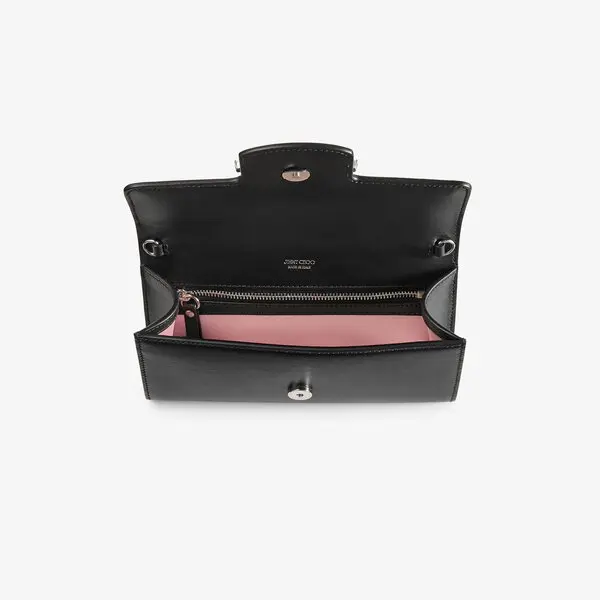 JIMMY CHOO Bing Wallet Chain Leather Mini Shoulder Bag With Crystal Embellishment
