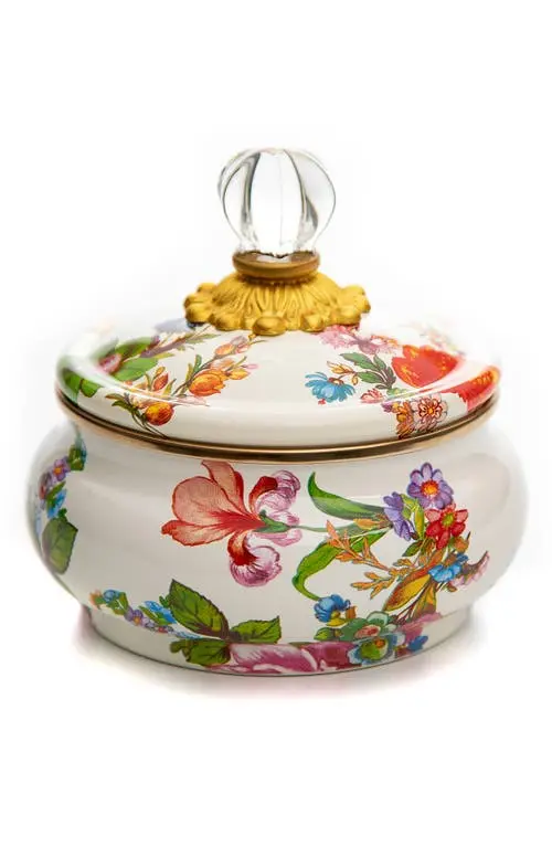MACKENZIE-CHILDS Flower Market Enameled Steel Squashed Pot - Ivory Multi