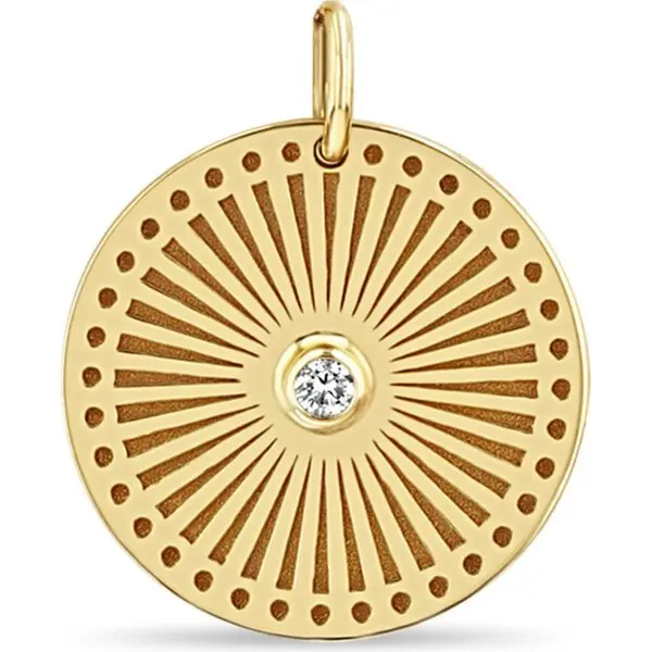 Zoe Chicco Sunbeam Diamond Medallion Charm - Yellow Gold