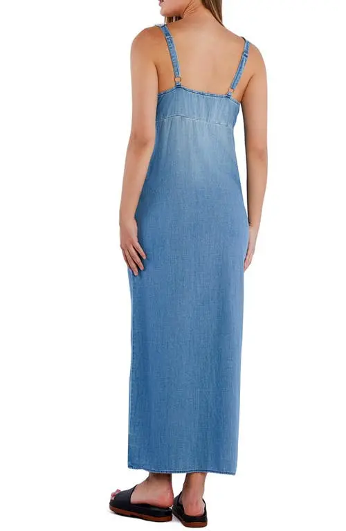 BILLY T Amanda Lace Accent Sleeveless Maxi Dress - Denim
