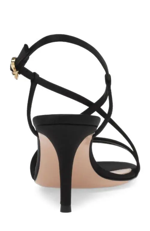 GIANVITO ROSSI Larisse 70 Satin Sandals - Black