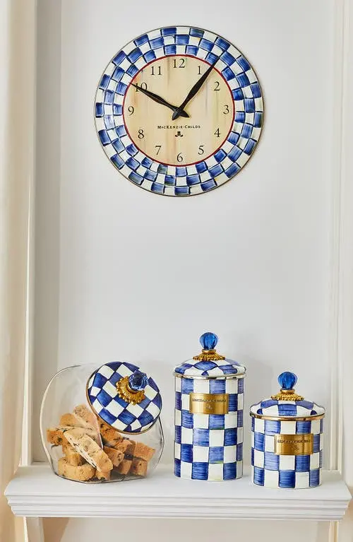 MACKENZIE-CHILDS Royal Check Enameled Steel Wall Clock
