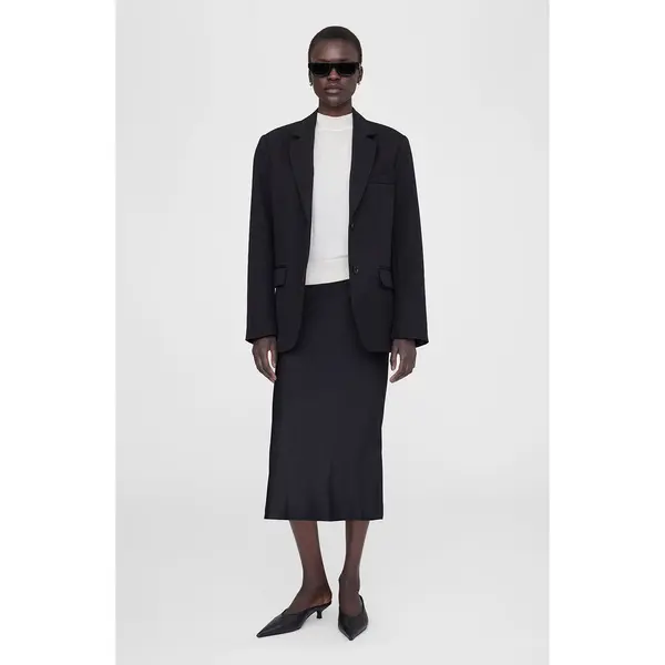 ANINE BING Silk Midi Skirt - Black
