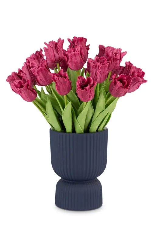 COCOBELLA Marigold Realtouch Tulip Pedestal Arrangement - Fuschia