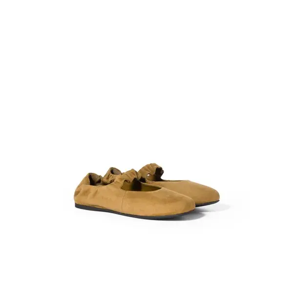 Miu Miu Ruches Suede Ballerinas - Olive Green