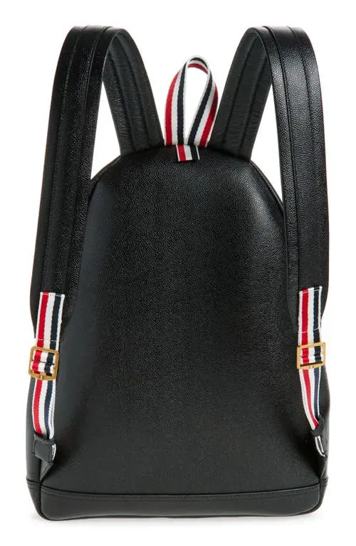 Thom Browne Pebbled Leather Backpack With Stripe Detail