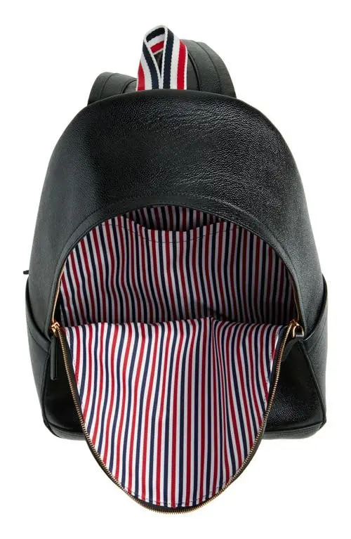 Thom Browne Pebbled Leather Backpack With Stripe Detail