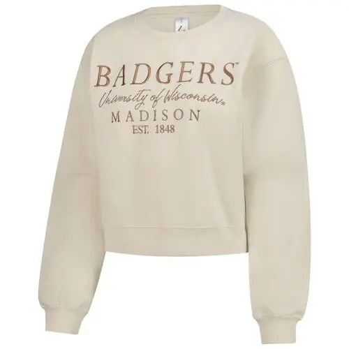 ZOOZATZ Wisconsin Badgers Cropped Crewneck Sweatshirt - Sand