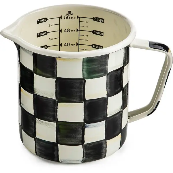 MACKENZIE-CHILDS Courtly Check Enameled Steep 7-cup Measure - Black/ White