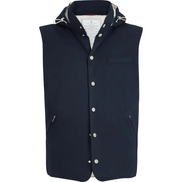 Brunello Cucinelli Flannel Down Vest - Navy Blue