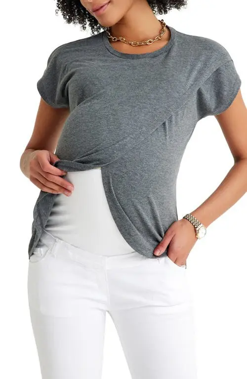 ACCOUCHEE Cotton Maternity/nursing Top - Gray