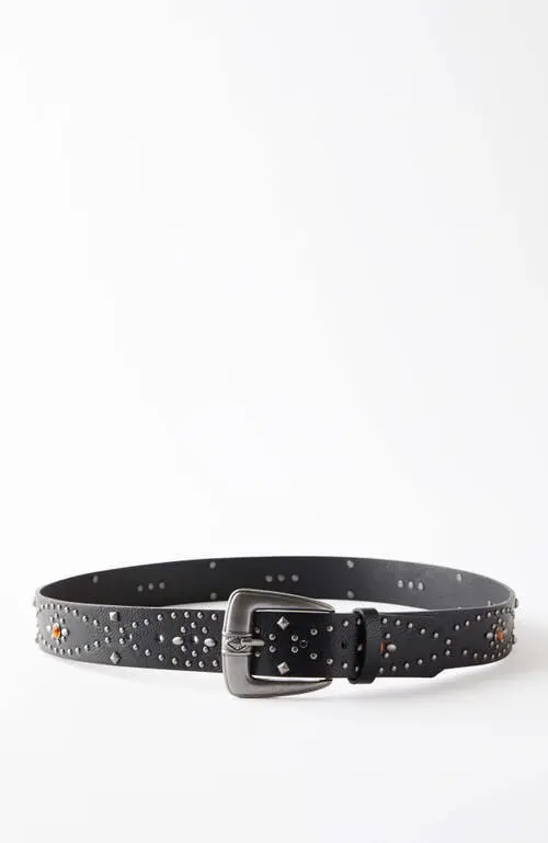 COTTON ON Studded Biker Belt - Black Burnished Silver Jewel
