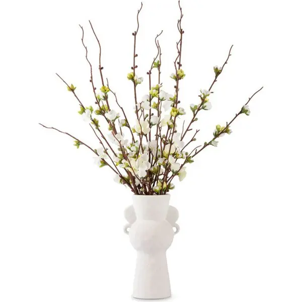 COCOBELLA Leif Quince Bud Pedestal Arrangement - Snow