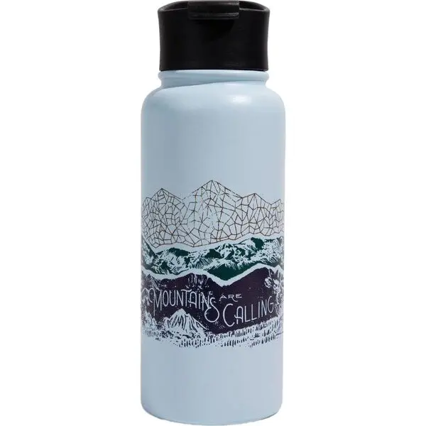 United By Blue 32 Oz Mountains Are Calling Steel Bottle - Blue Glass