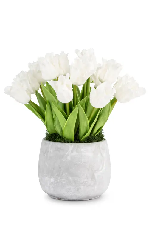 COCOBELLA Indie Cement Realtouch Tulip Arrangement - Snow