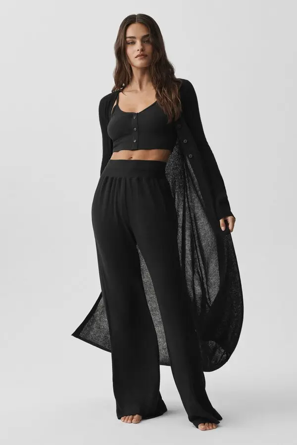 Alo Yoga Sheer Cashmere Long Cardigan - Black
