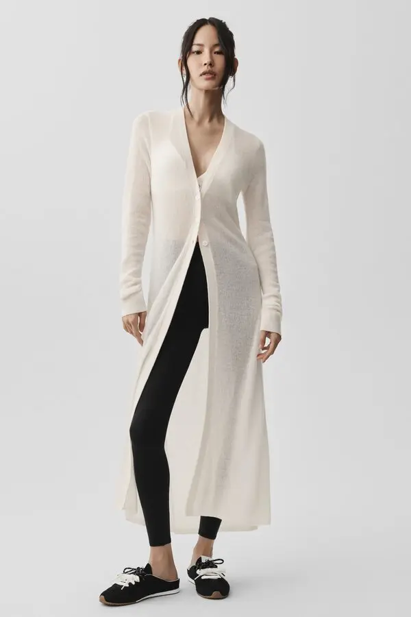 Alo Yoga Sheer Cashmere Long Cardigan - Ivory