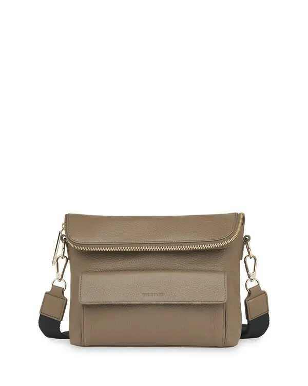 Whistles Vida Leather Crossbody - Khaki