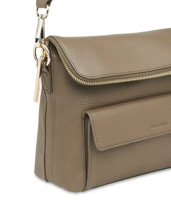 Whistles Vida Leather Crossbody - Khaki