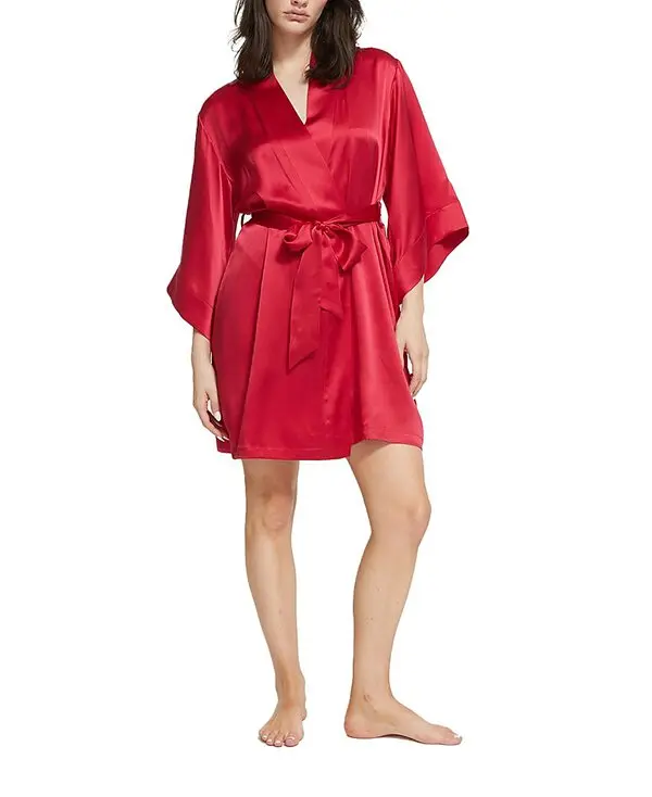 Ginia Silk Wrap Gown Robe - Ruby