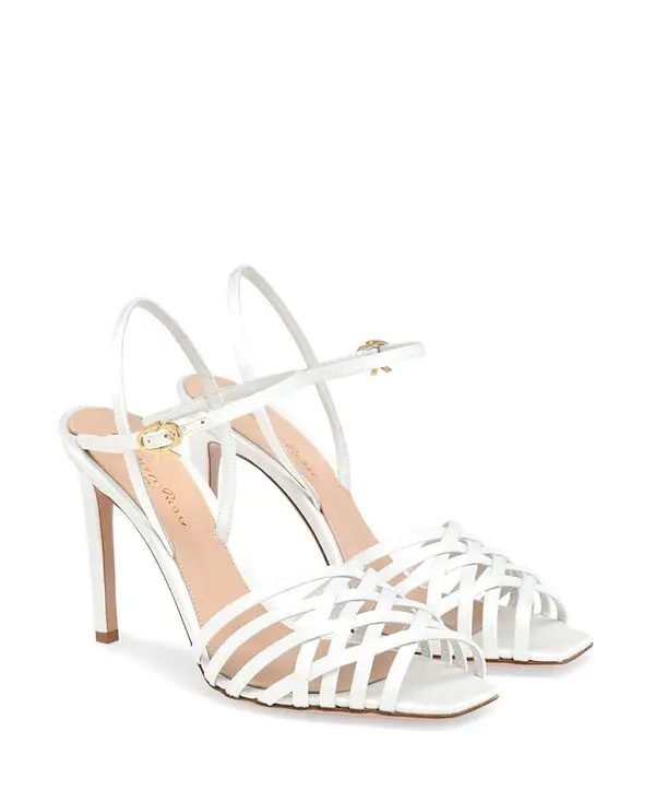 GIANVITO ROSSI Kerry Strappy Sandals - White Satin And Nappa Leather