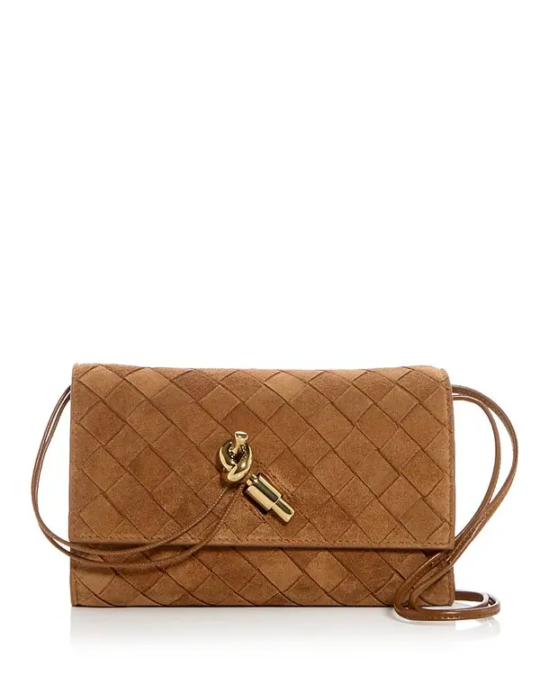 Bottega Veneta Intrecciato Leather Andiamo Crossbody Bag - Amber/muse Brass Suede