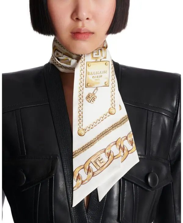 Balmain Printed Silk Bandana With Chains Pattern